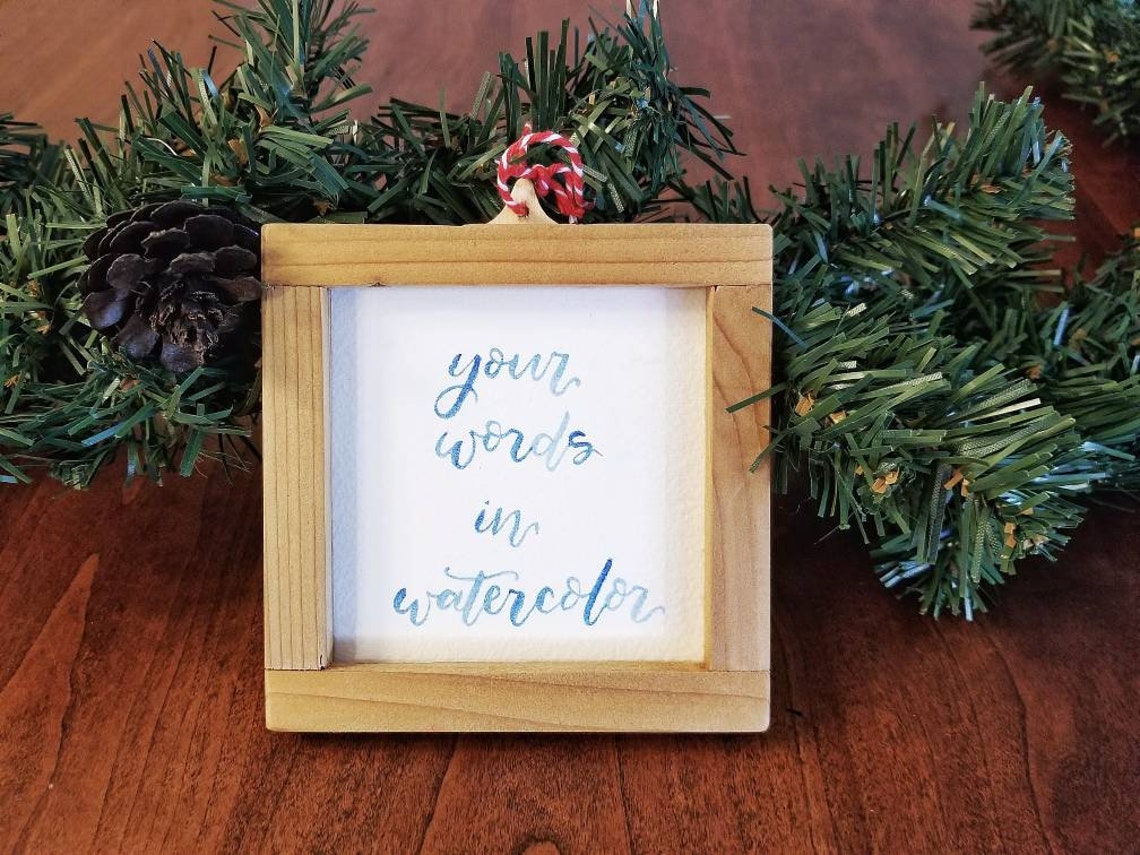 Custom Ornament With Hand Lettered Words in Watercolor Your - Etsy