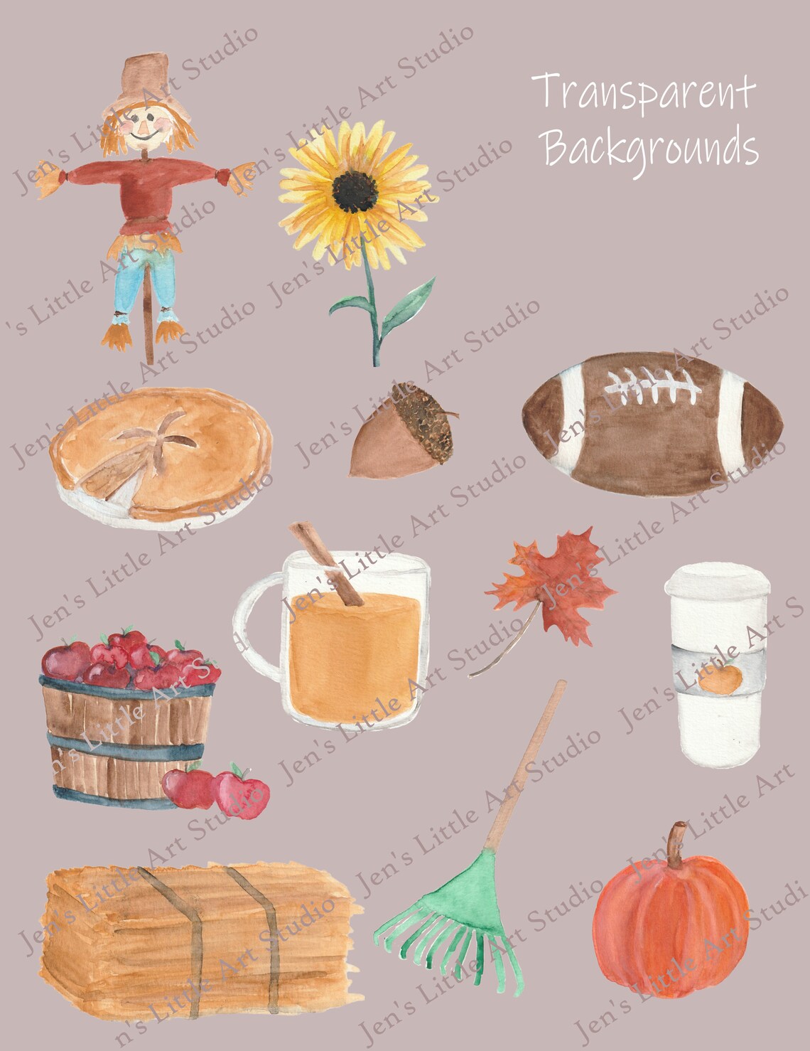 Set of Fall Watercolor Clip Art Images Fall Favorites | Etsy