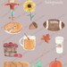 Set of Fall Watercolor Clip Art Images, Fall Favorites Clipart, High ...
