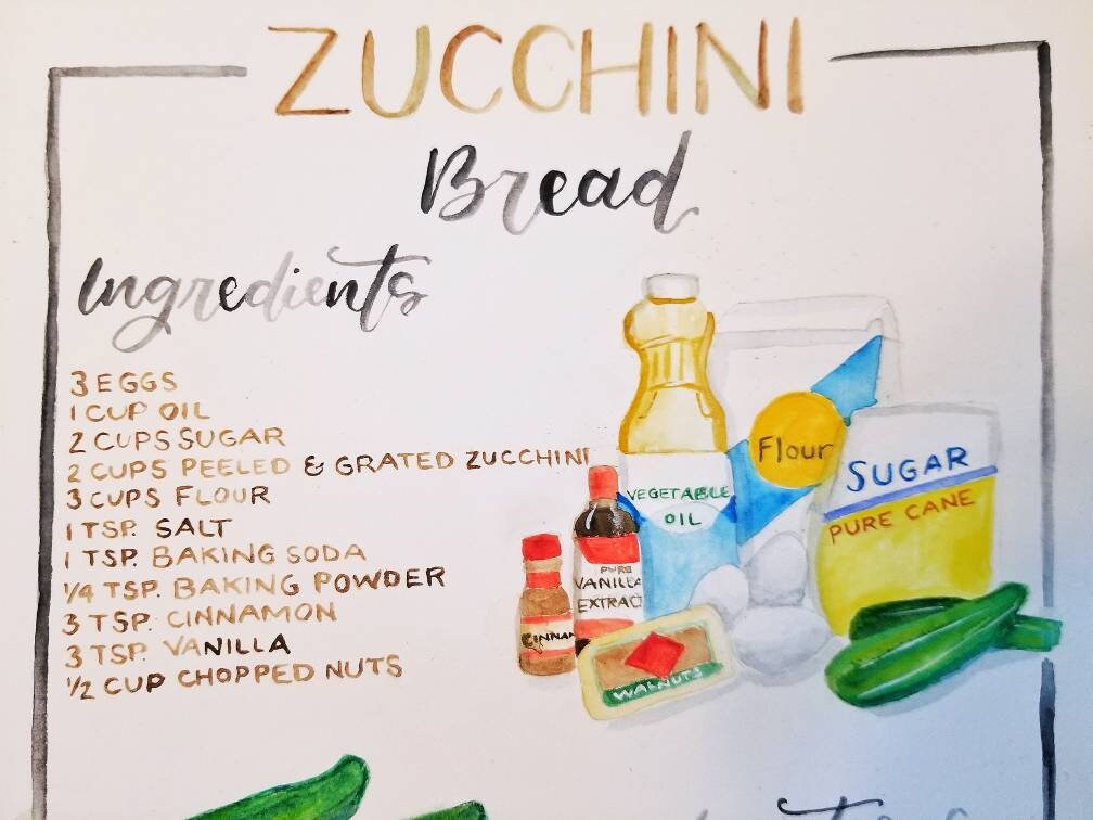 Custom Watercolor Recipe Illustration Favorite Recipe Art - Etsy