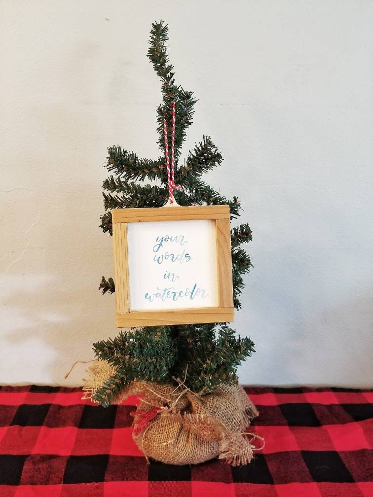 Custom Ornament With Hand Lettered Words in Watercolor Your - Etsy