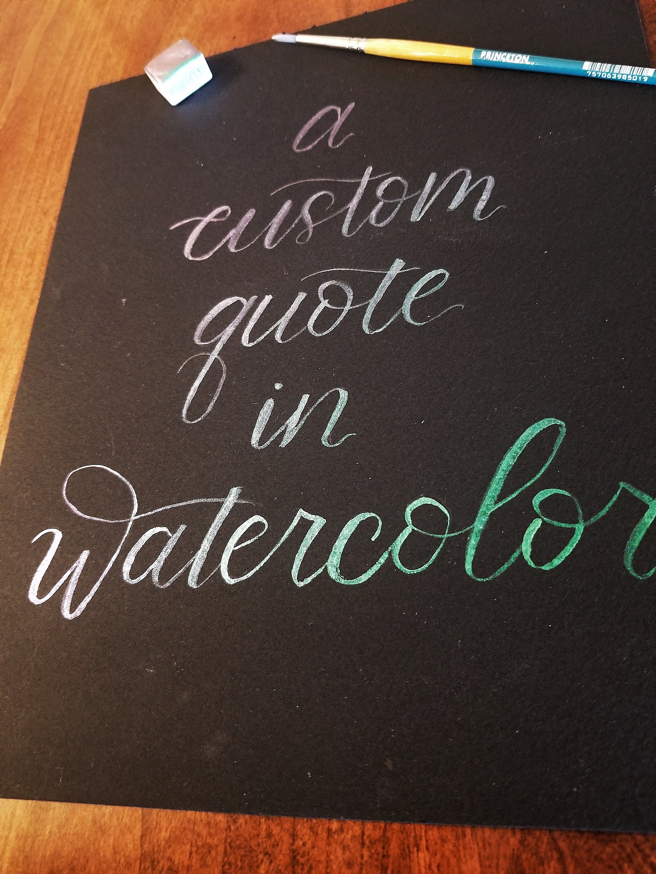 Custom Quote in Watercolor With Black Paper, Handpainted Quote ...