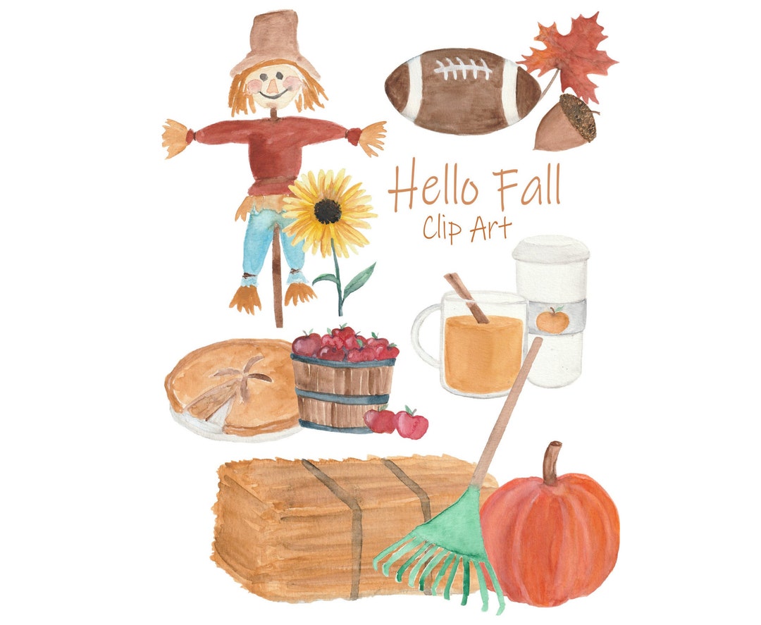Set of Fall Watercolor Clip Art Images, Fall Favorites Clipart, High ...