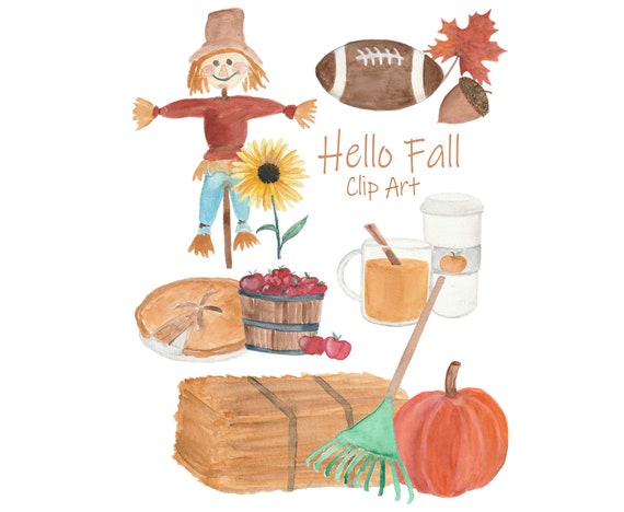 Set of Fall Watercolor Clip Art Images Fall Favorites | Etsy