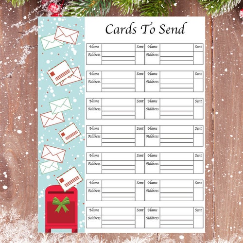 Printable Christmas Card Tracker Christmas Cards to Send - Etsy