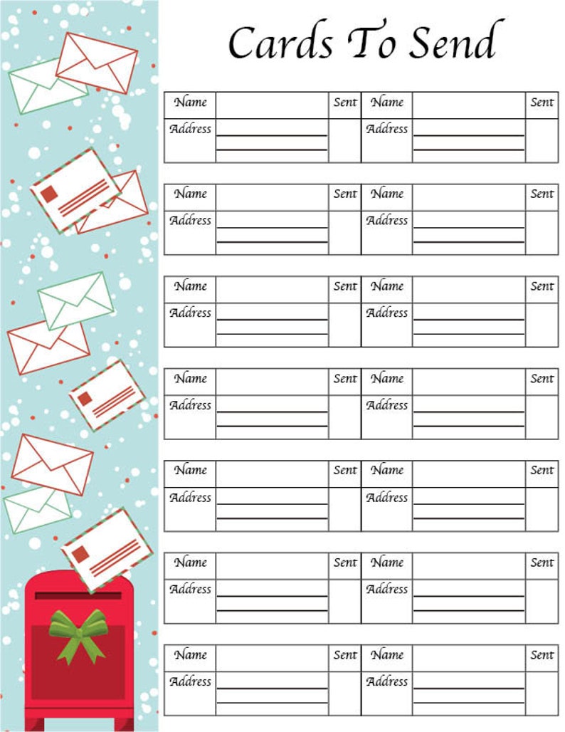 Christmas Card Tracker - Etsy
