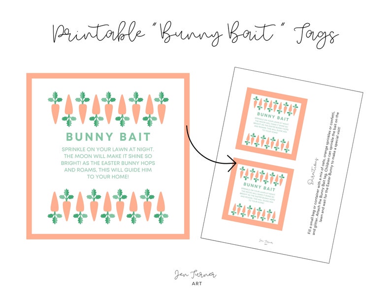 Easter Bunny Bait Printable Tag, Bunny Food Tag, Easter Craft, Easter ...