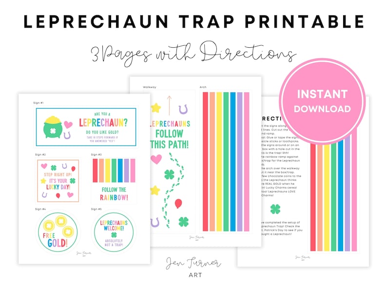 DIY Leprechaun Trap Kit, Printable Leprechaun Trap Signs, Leprechaun ...