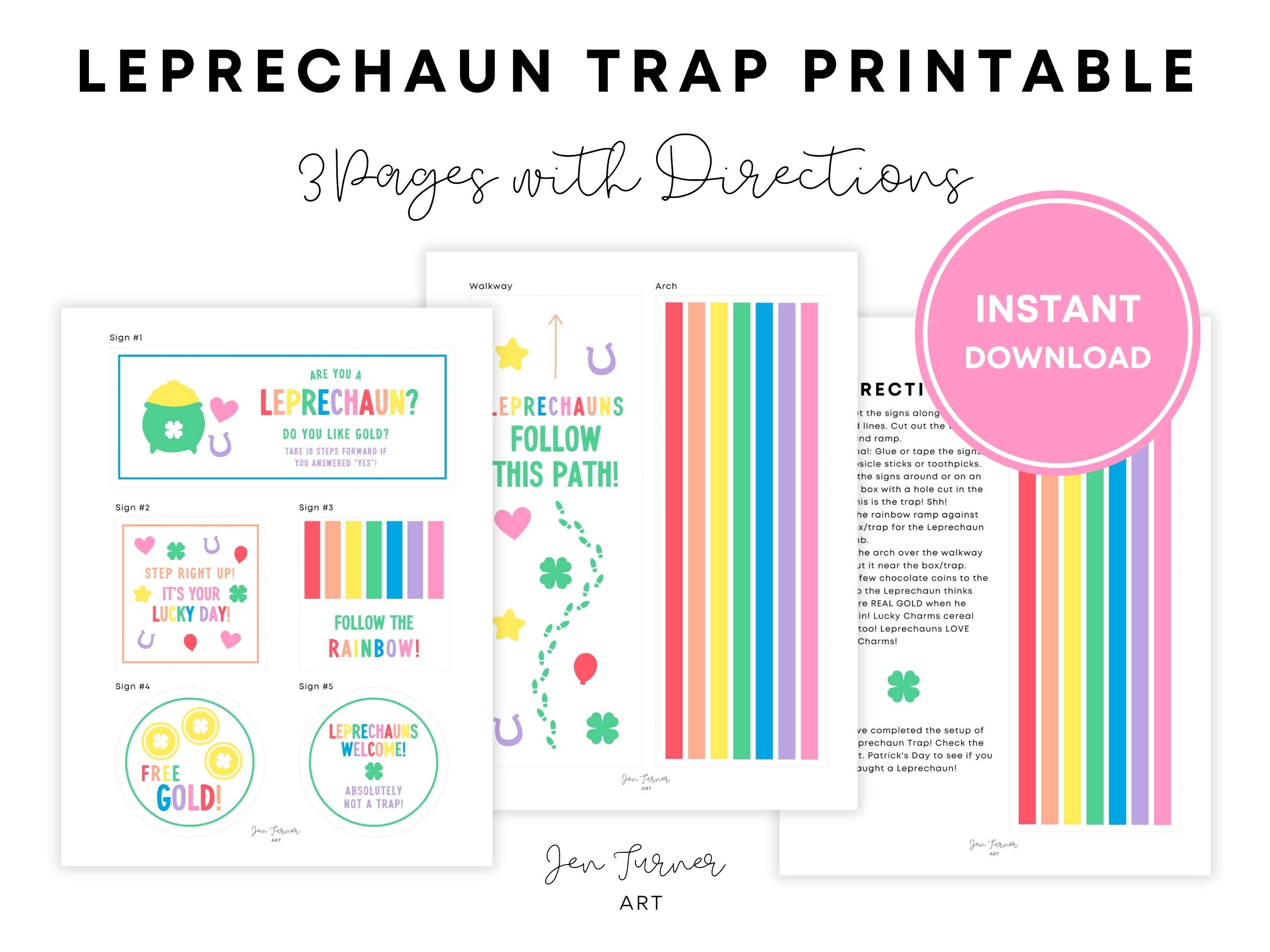 DIY Leprechaun Trap Kit, Printable Leprechaun Trap Signs, Leprechaun ...