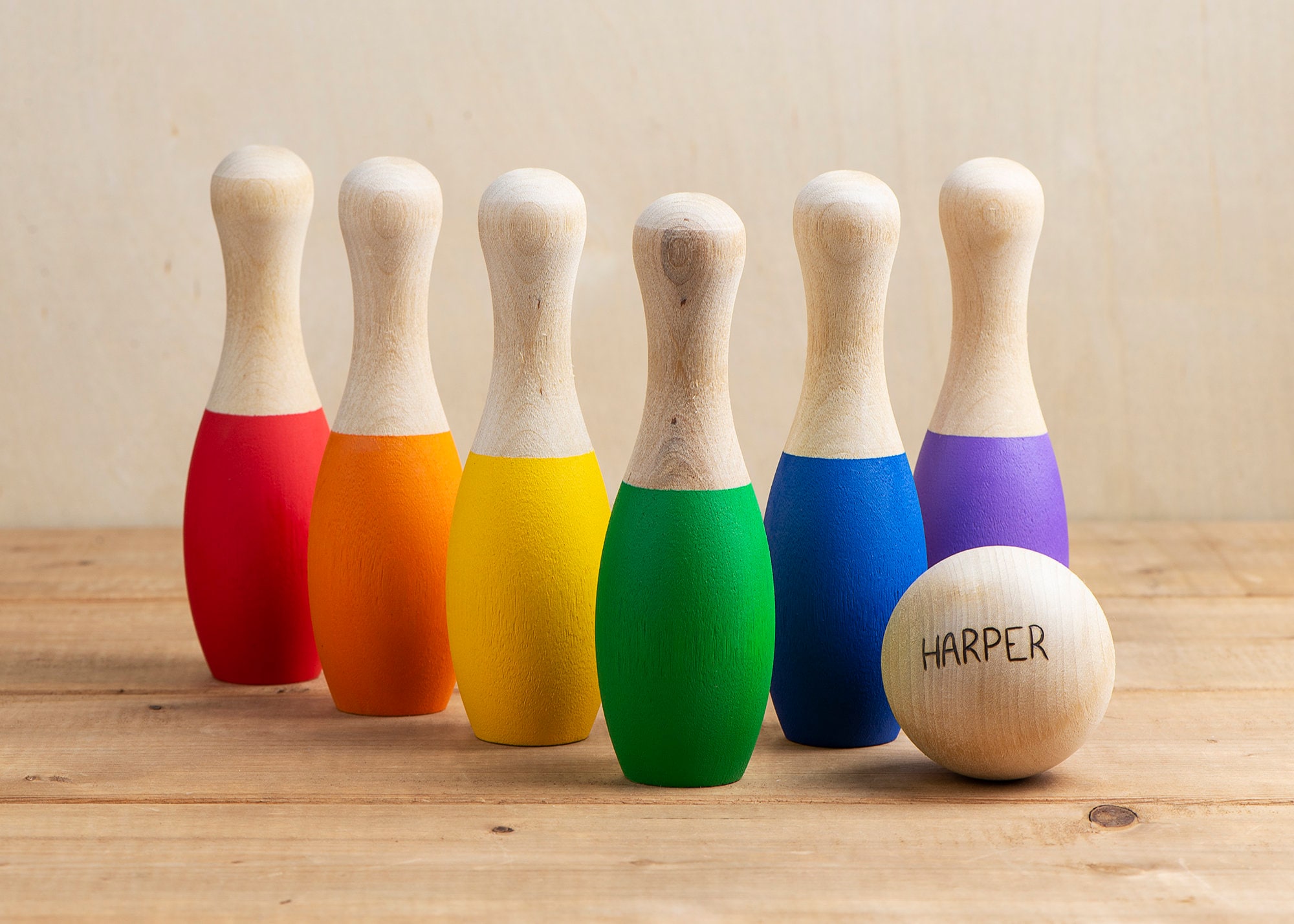 Rainbow Bowling Set Wood Toys Montessori Toy Wooden Bowling - Etsy Canada