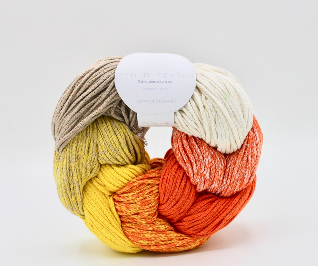 Knitting Wool Macrame Braid Summer Yellow Orange Olive 3 Mm Recycled ...