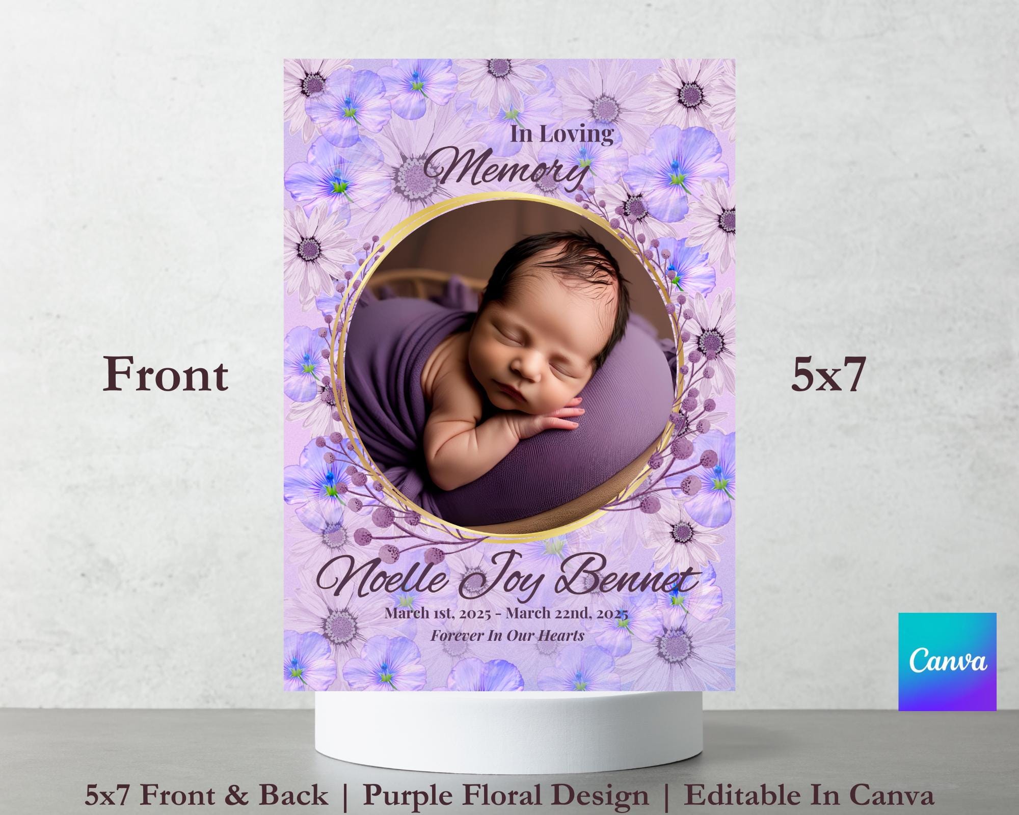 Infant Loss Funeral Program Template | Baby Girl Memorial Card|loss of ...