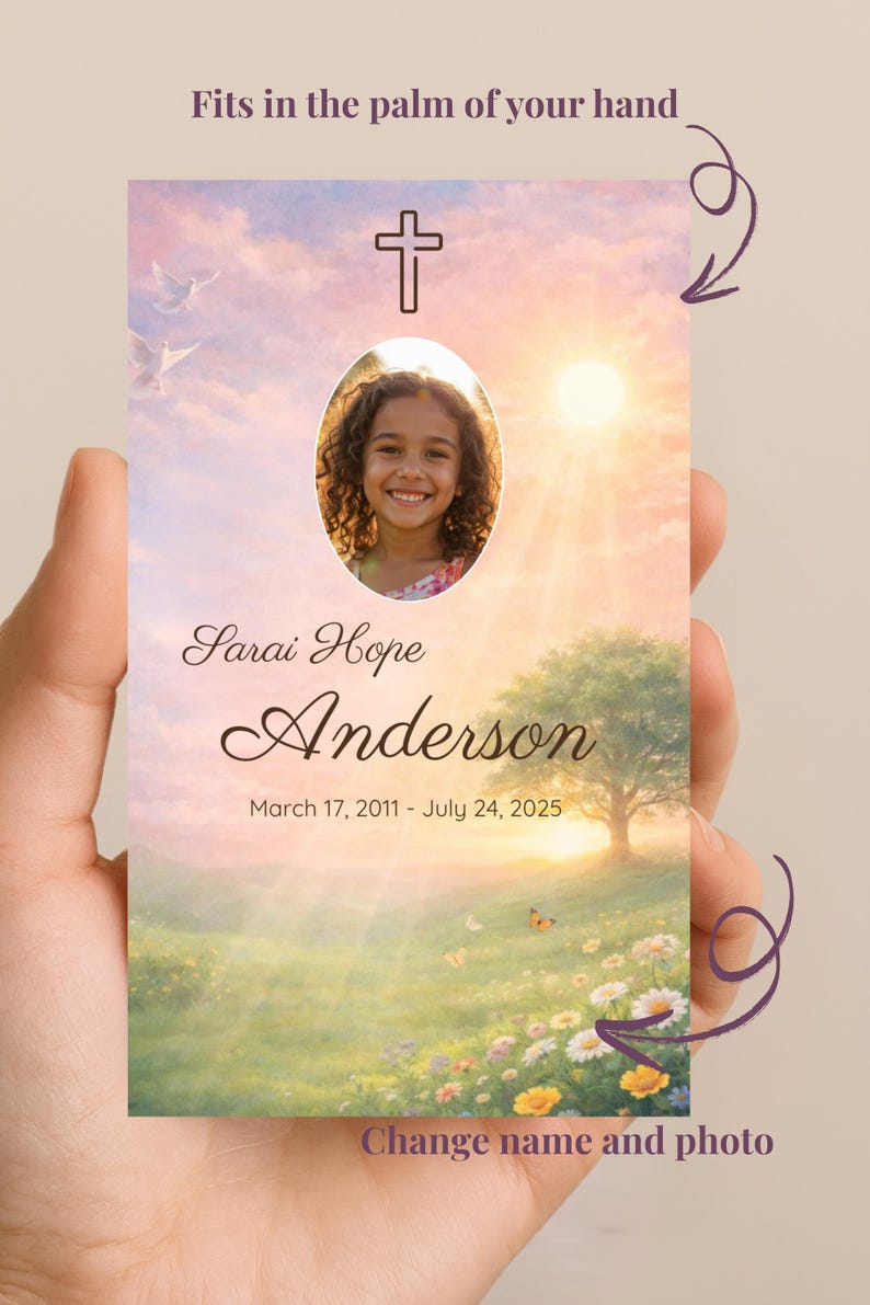 Christian Memorial Prayer Card Template | Personalized Funeral Prayer ...