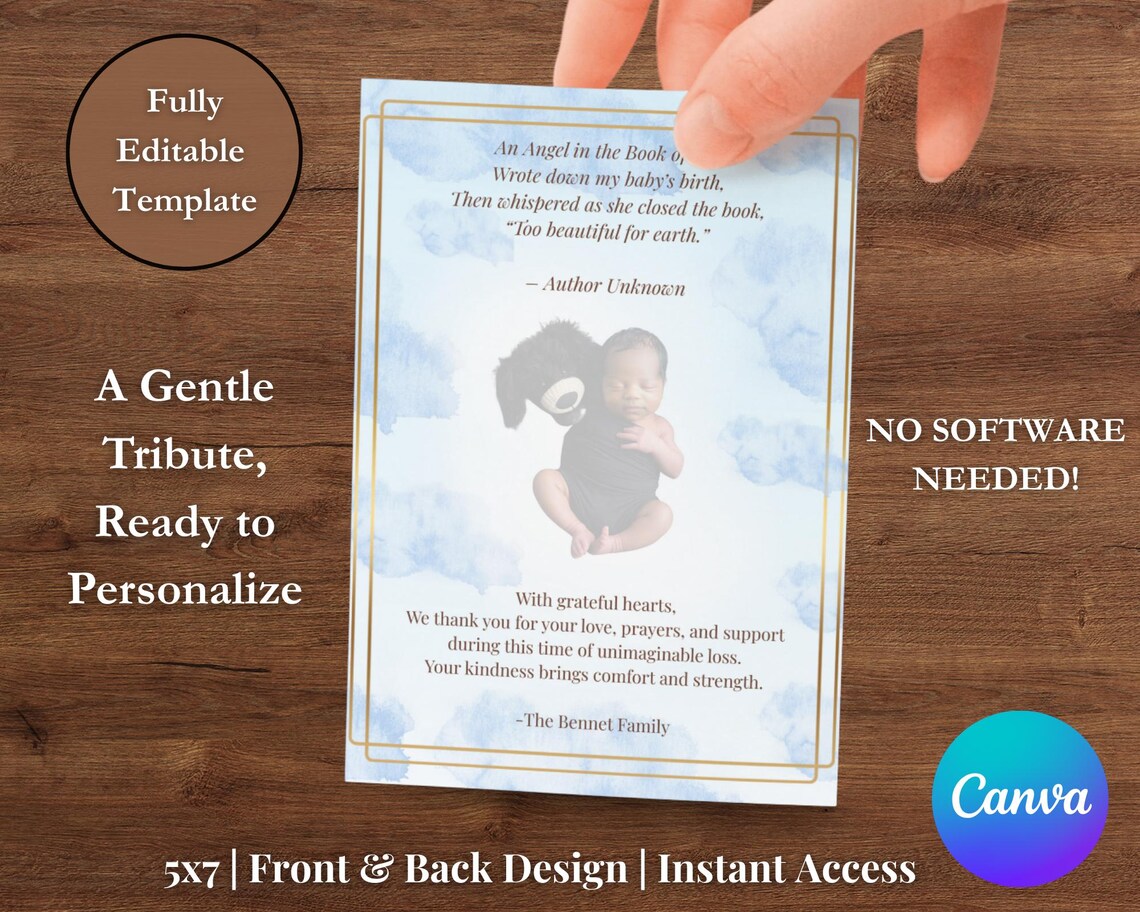 Infant Loss Funeral Program Template | Baby Boy Memorial Card|loss of ...