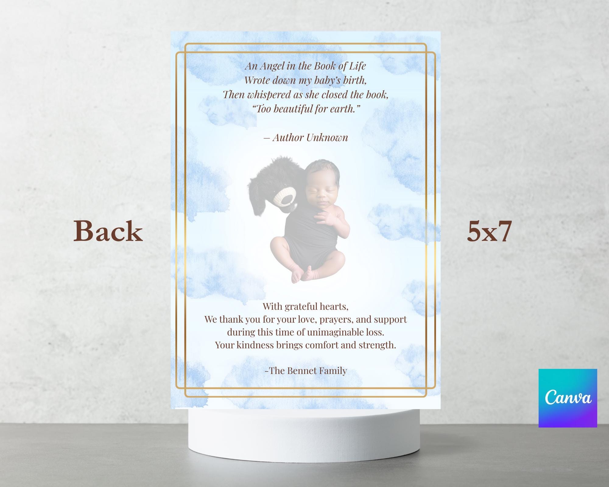 Infant Loss Funeral Program Template | Baby Boy Memorial Card|loss of ...