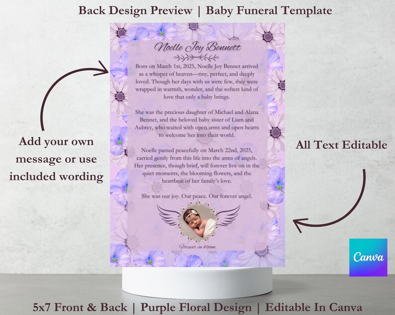 Infant Loss Funeral Program Template | Baby Girl Memorial Card|loss of ...