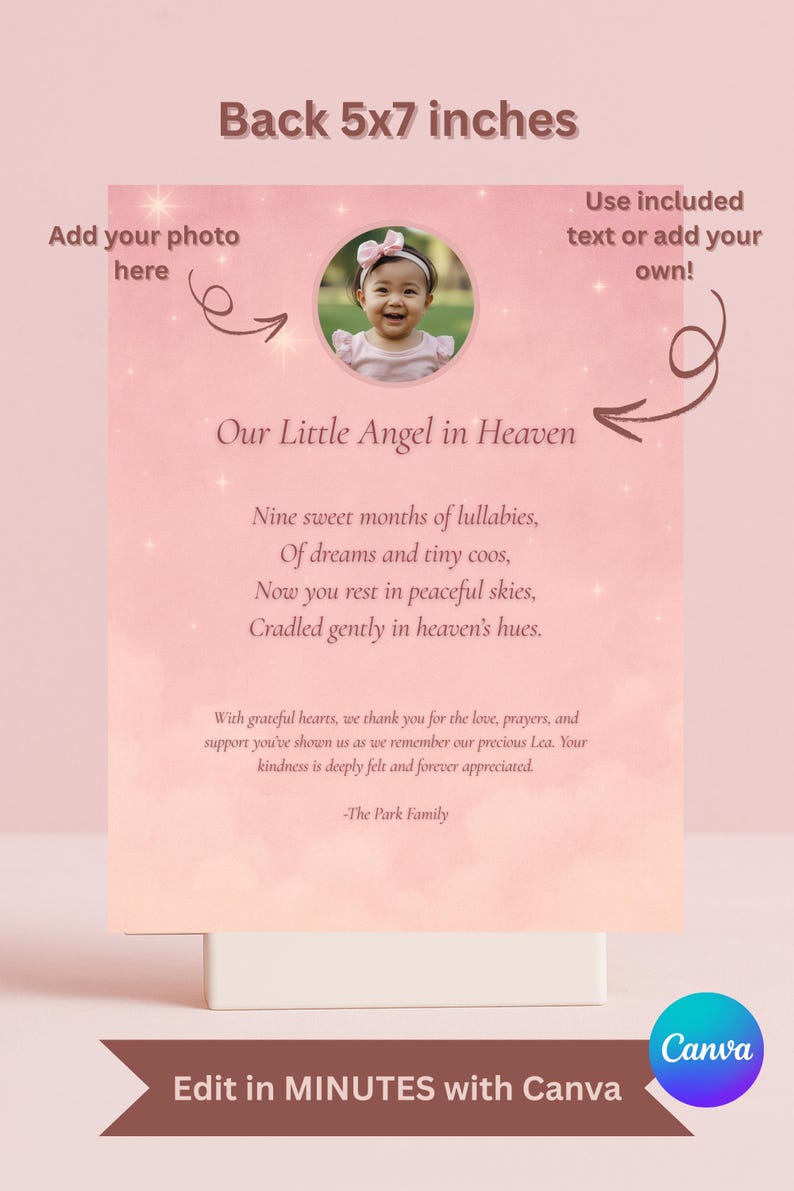 Infant Loss Funeral Program Template | Baby Girl Memorial Card|loss of ...