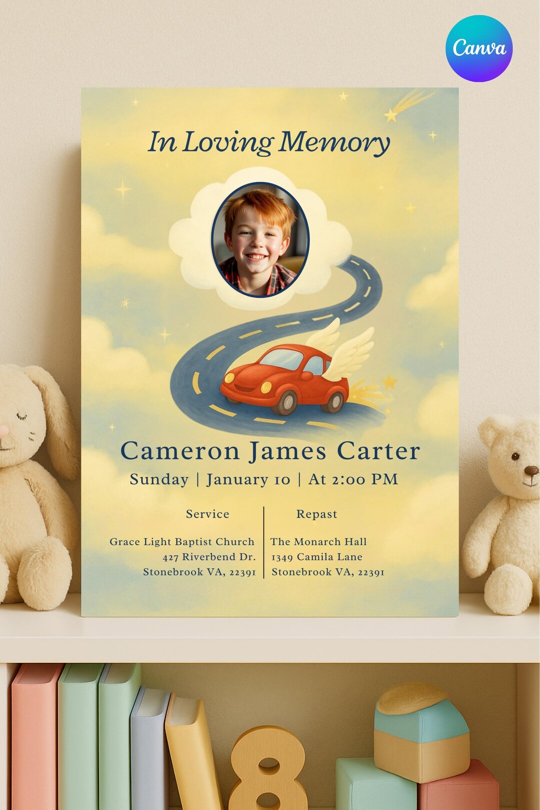 Child Funeral Invitation Template | Road to Heaven Memorial Invite | in ...