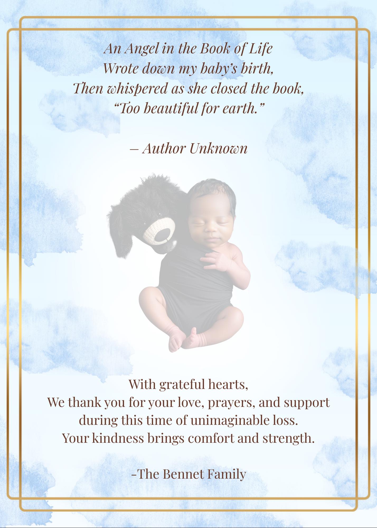 Baby Memorial Announcement Template Editable Canva Infant Funeral ...