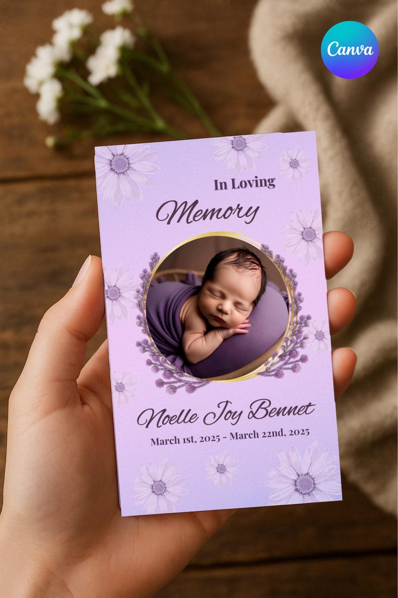Christian Memorial Prayer Card Template, Floral Funeral Prayer Card ...