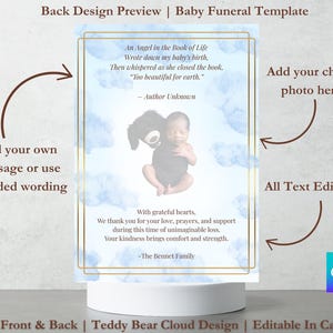 Baby Memorial Announcement Template Editable Canva Infant Funeral ...