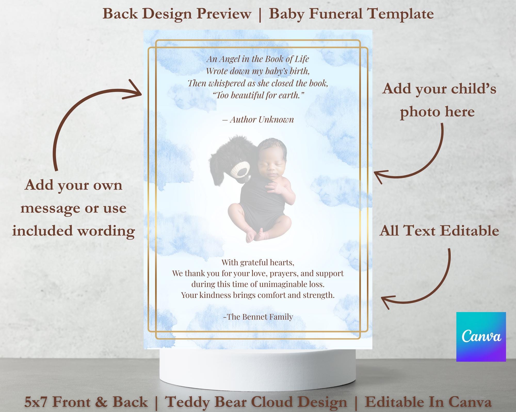 Infant Loss Funeral Program Template | Baby Boy Memorial Card|loss of ...