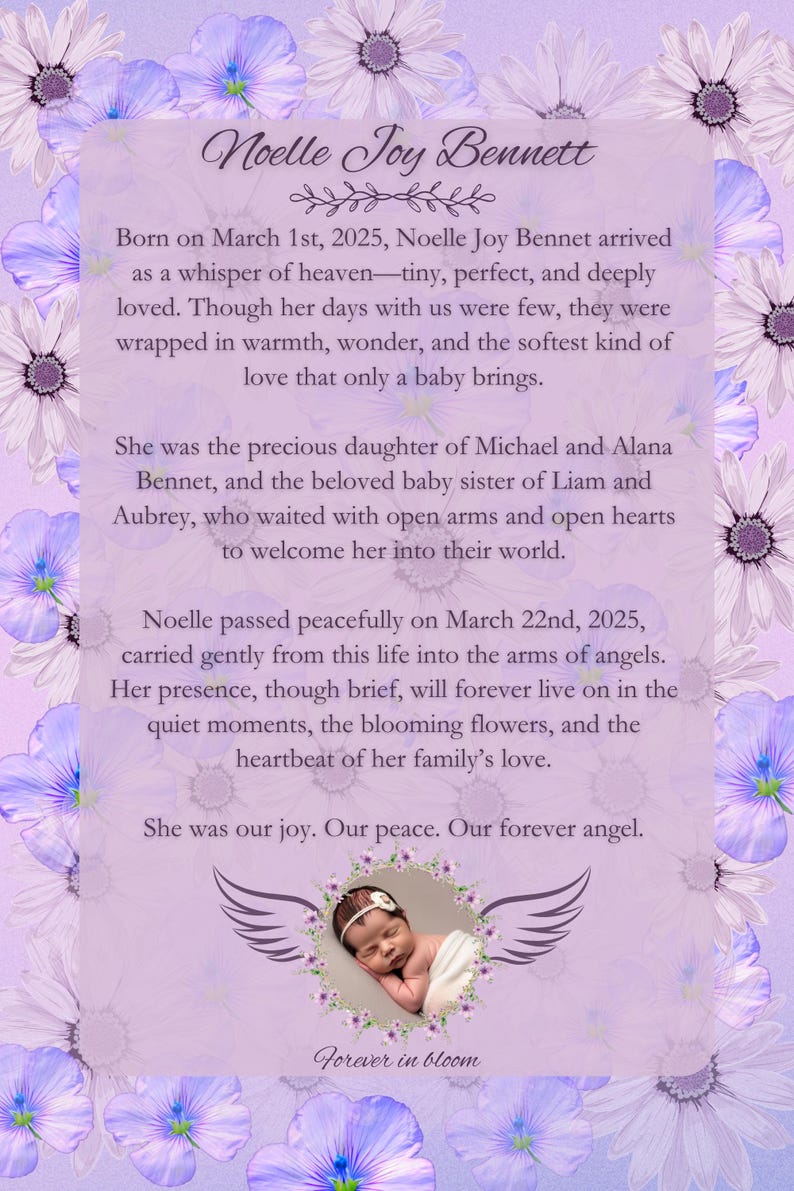 Infant Loss Funeral Program Template | Baby Girl Memorial Card|loss of ...