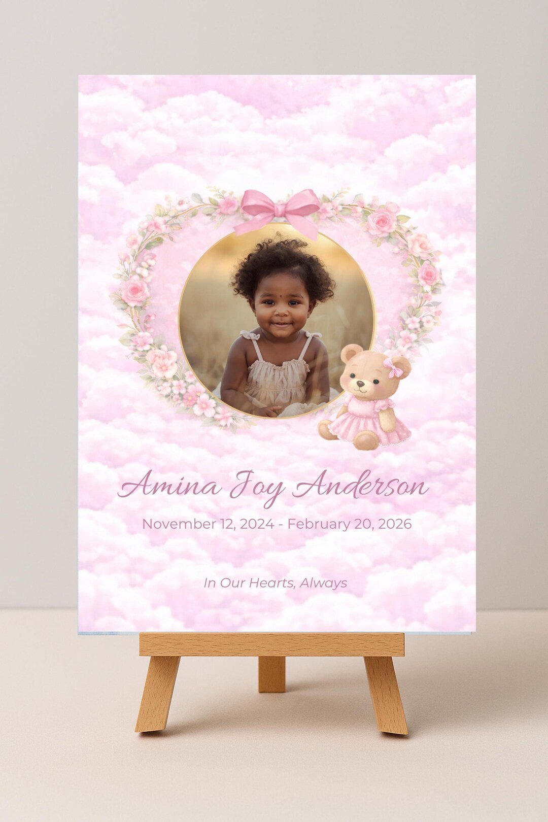 Infant Loss Funeral Announcement Template | Baby Girl Memorial Card ...