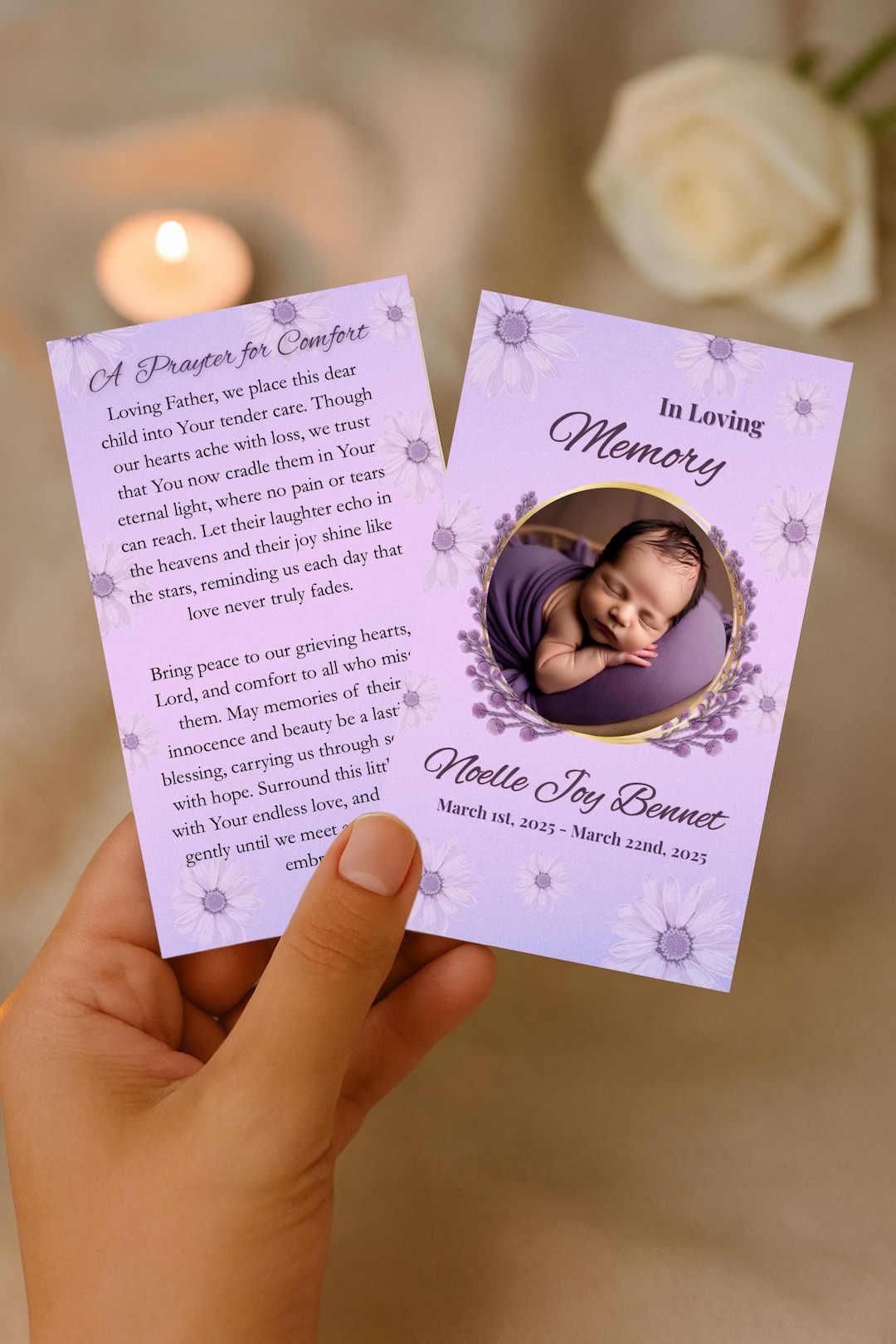 Christian Memorial Prayer Card Template, Floral Funeral Prayer Card ...
