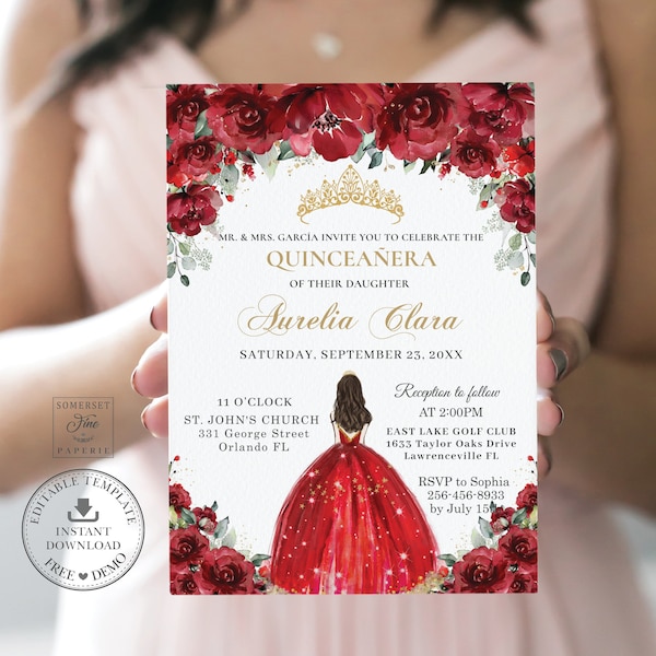Invitaciones de quinceanera rojo - Etsy México