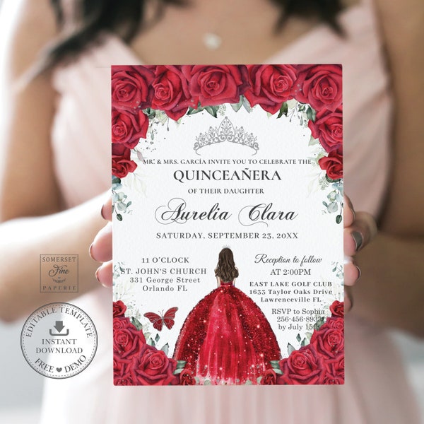Red Quinceanera Invitation - Etsy