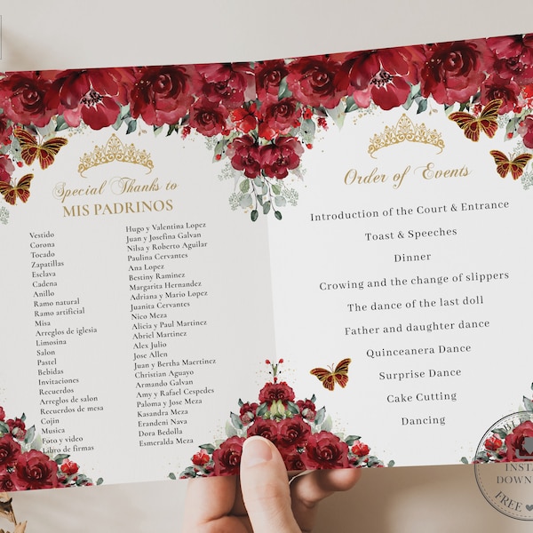 Red and Gold Program Template - Etsy