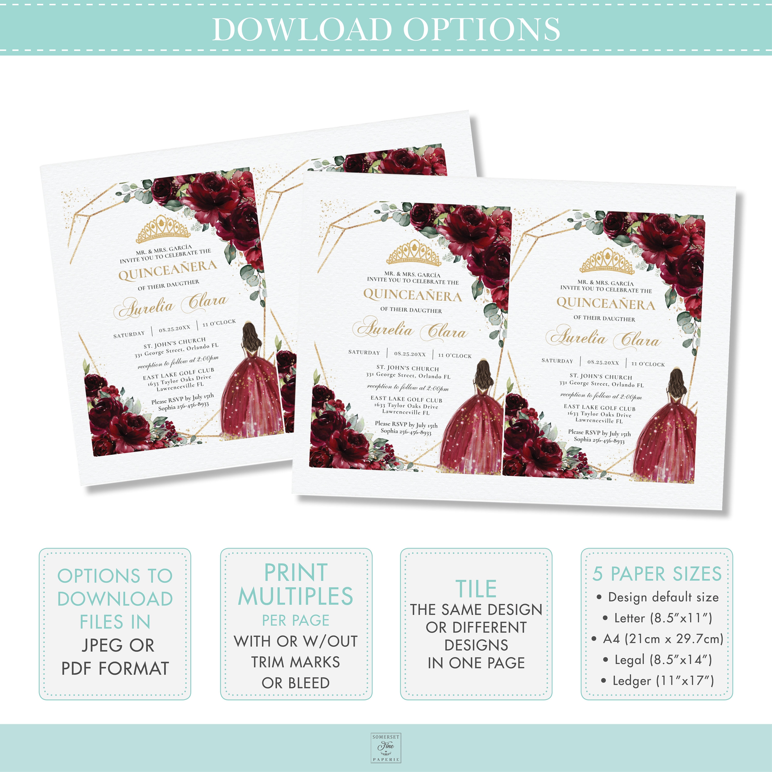 EDITABLE TEMPLATE Chip Bag Red Floral Princess Butterflies Quinceañera ...