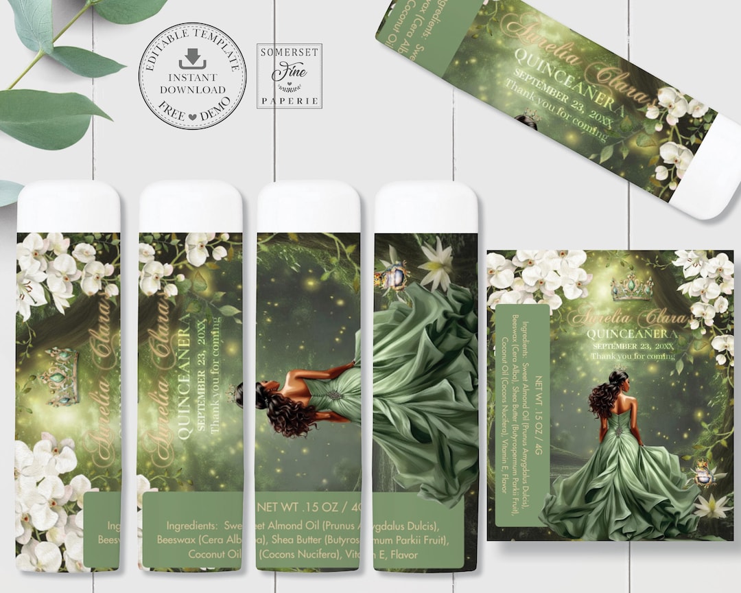 Princess and the Frog Lip Balm Label EDITABLE TEMPLATE 4g Lip Gloss ...
