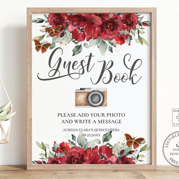Red Guest Book Quinceanera - Etsy