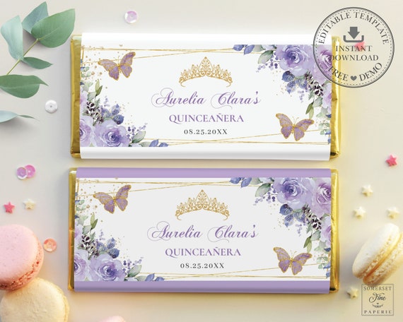 Purple Lilac Floral Butterflies Chocolate Bar Wrapper - Etsy
