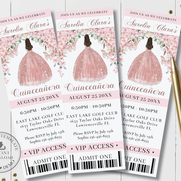 Quinceañera Ticket Invitation - Etsy