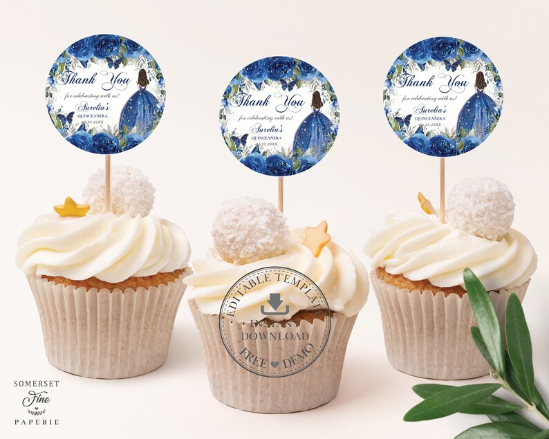 EDITABLE TEMPLATE 2 Circle Favor Label Royal Blue - Etsy