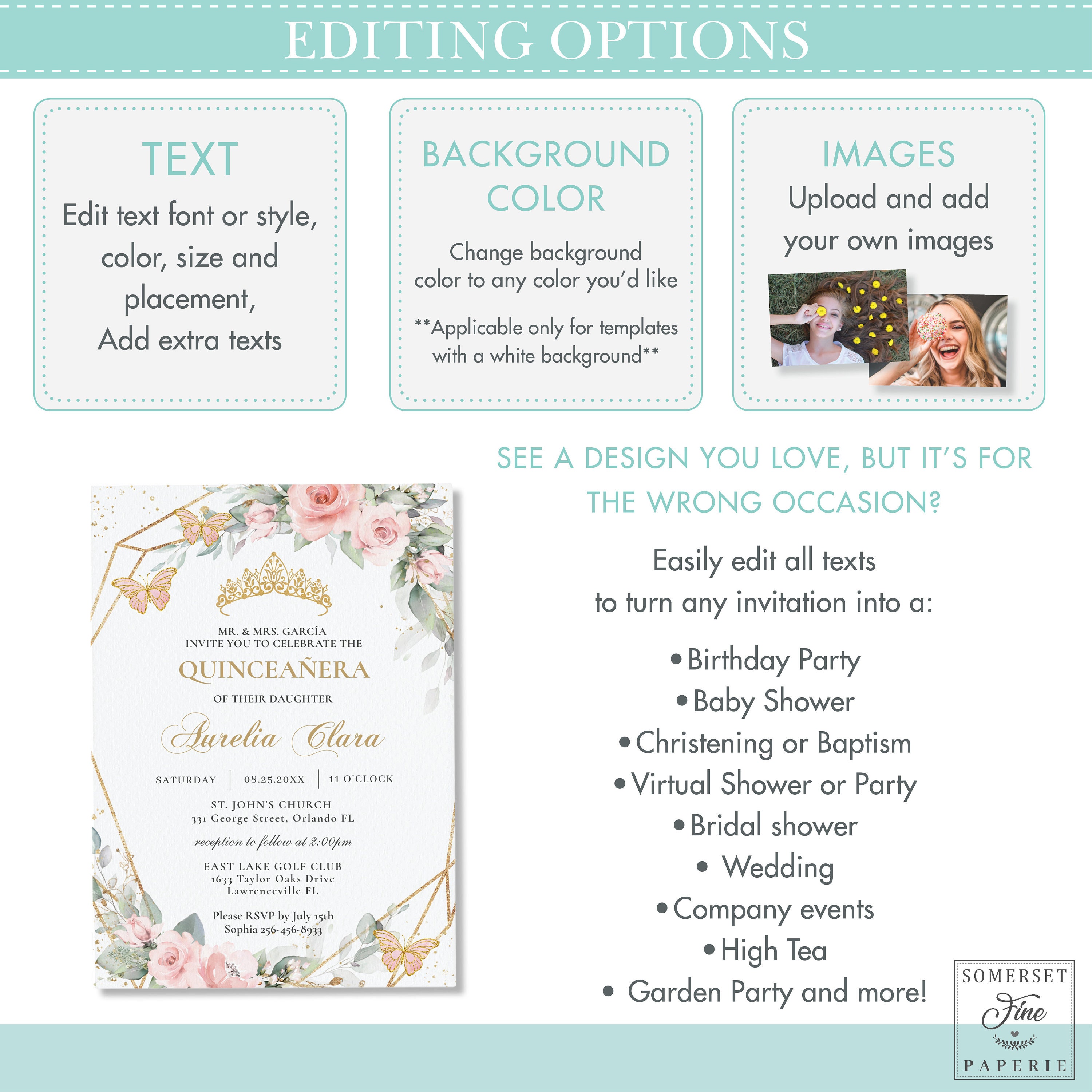 Blush Pink Floral Butterflies Table Number EDITABLE TEMPLATE, Princess ...