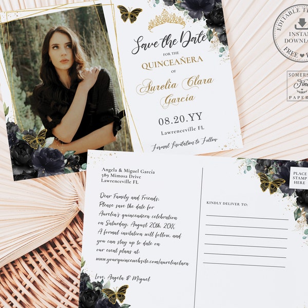 Quinceanera Save the Date Template Postcard - Etsy