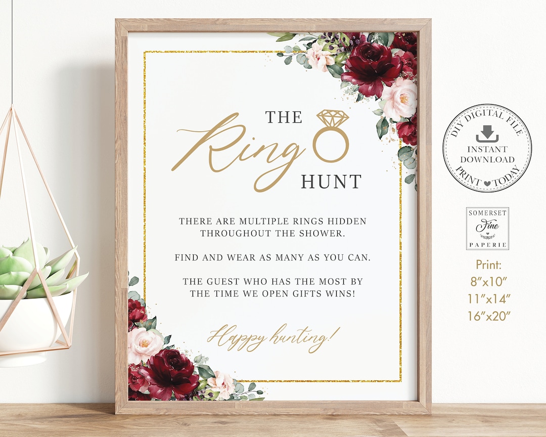 The Ring Hunt Game Sign Printable, INSTANT DOWNLOAD, Find the Rings ...