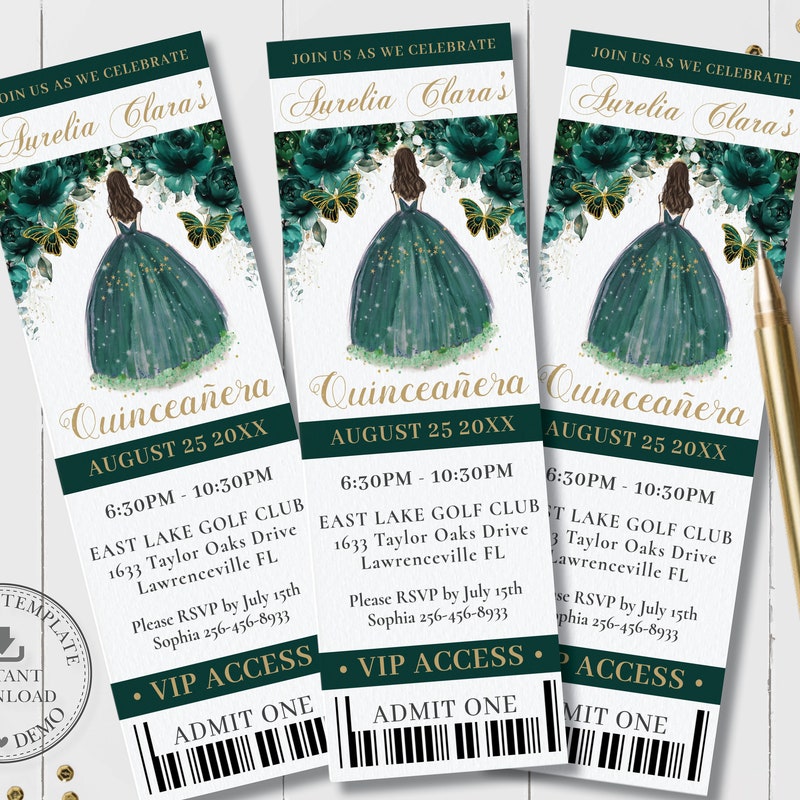 Ticket Quince Invitations - Etsy