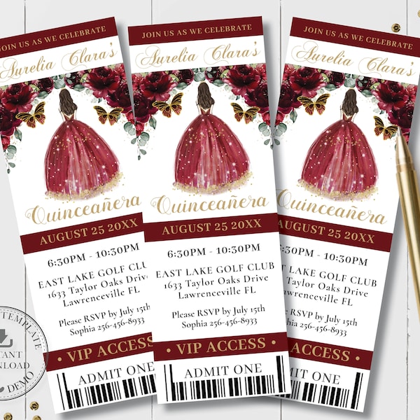 Quinceañera Ticket Invitation - Etsy