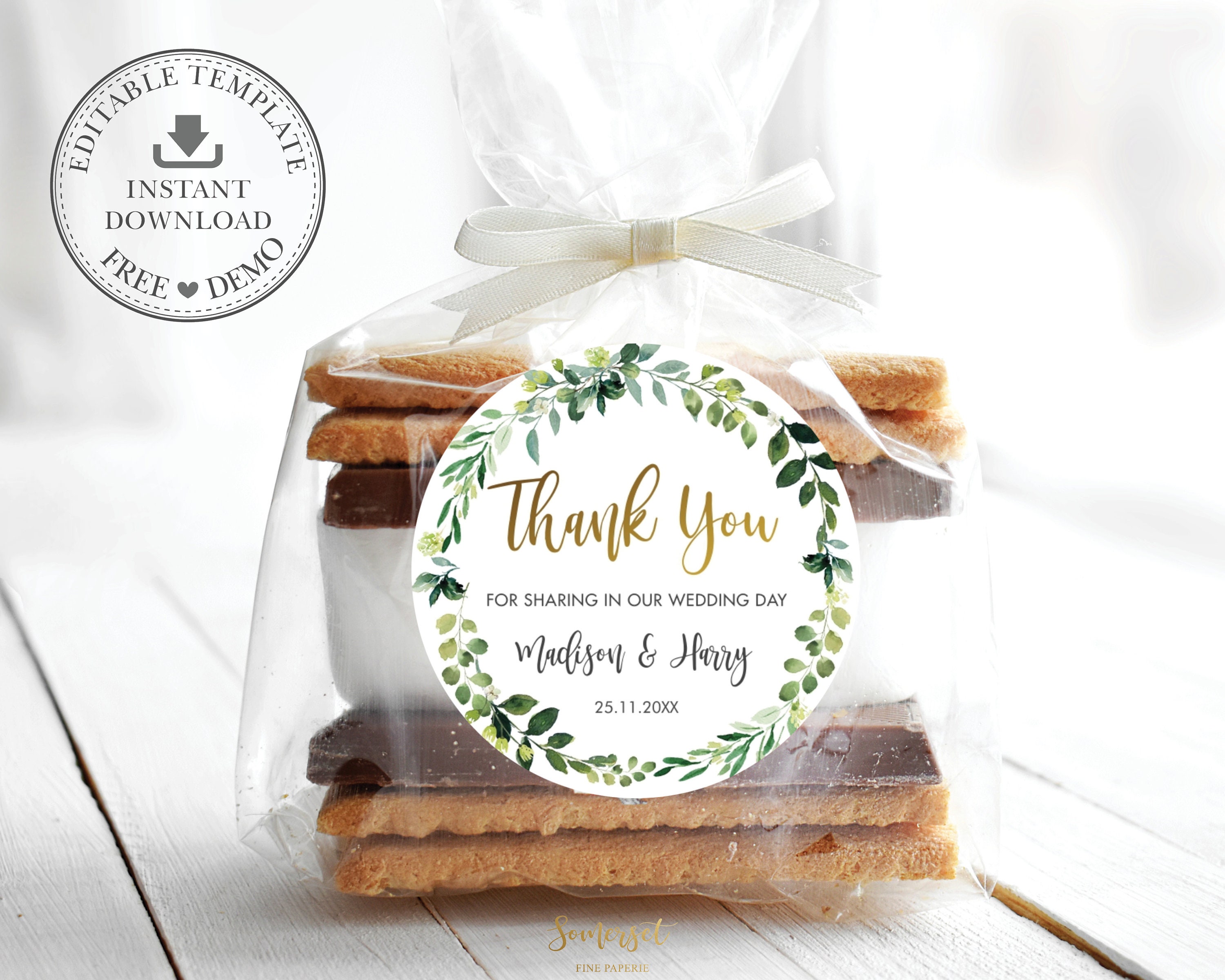 Greenery 2 Inches Circle Round Label EDITABLE TEMPLATE - Etsy Australia