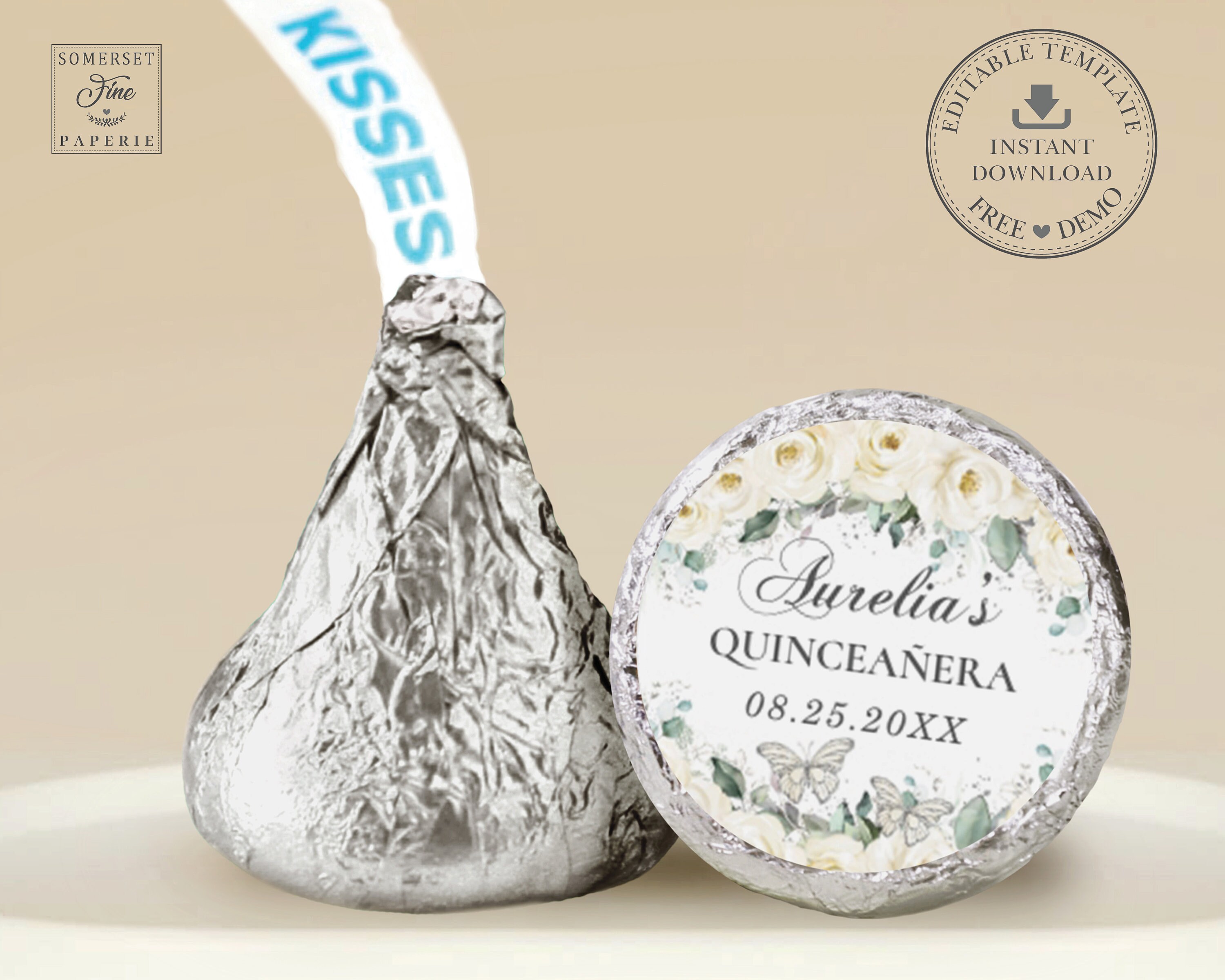 EDITABLE TEMPLATE Hershey's Kisses Round Label Printable - Etsy Australia