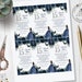 Prayer Card Rosary Favor Navy Dark Blue Floral Silver EDITABLE - Etsy