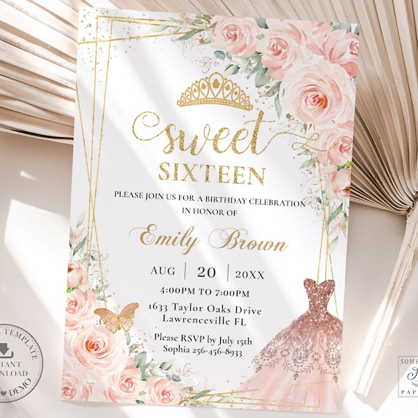 Sweet 16 Rose Gold Butterfly Invitations - Etsy