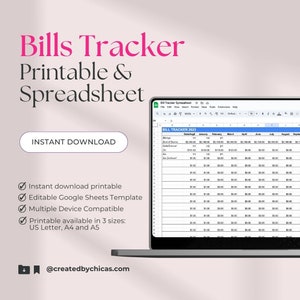Bill Tracker Google Sheets Template | Monthly Budget Average Tracker ...