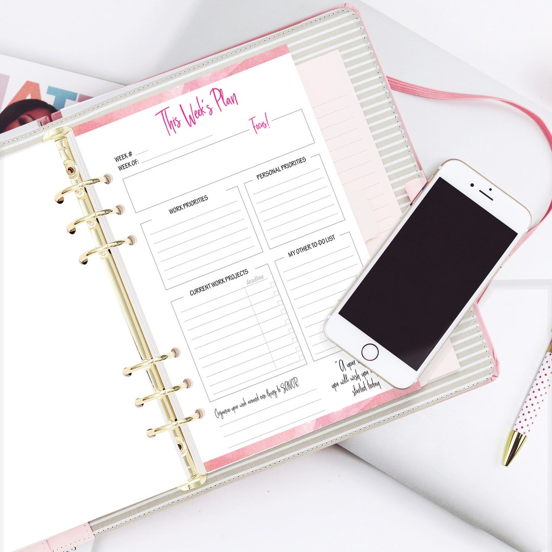 Kikki.k WEEKLY PLANNER | Printable Weekly Planner Insert | A5, Half ...