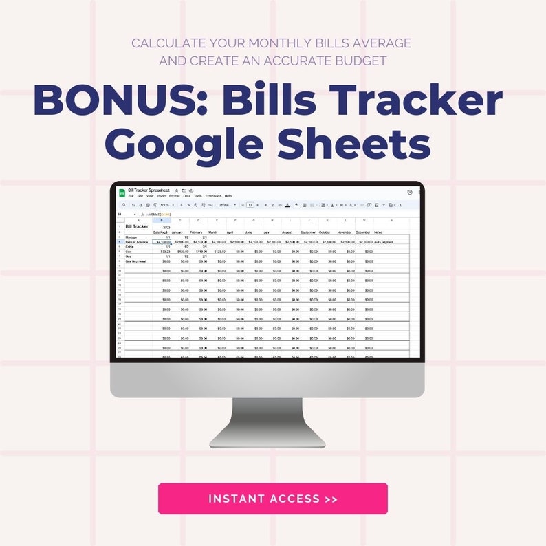 Bill Tracker Google Sheets Template | Monthly Budget Average Tracker ...